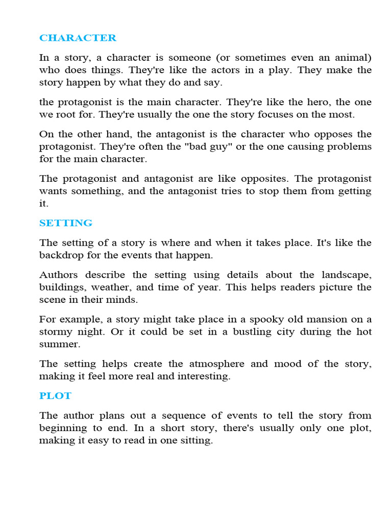 Elements of short story summary | PDF | Narration | Plot (Narrative)
