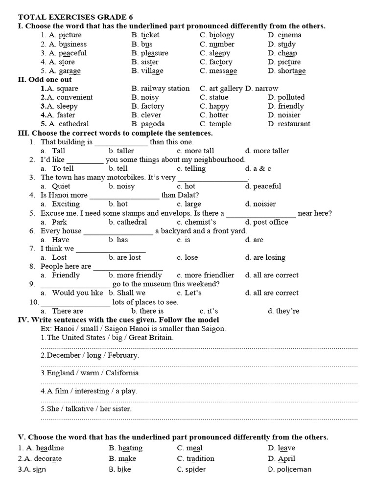 Total Exercises Grade 6 | PDF