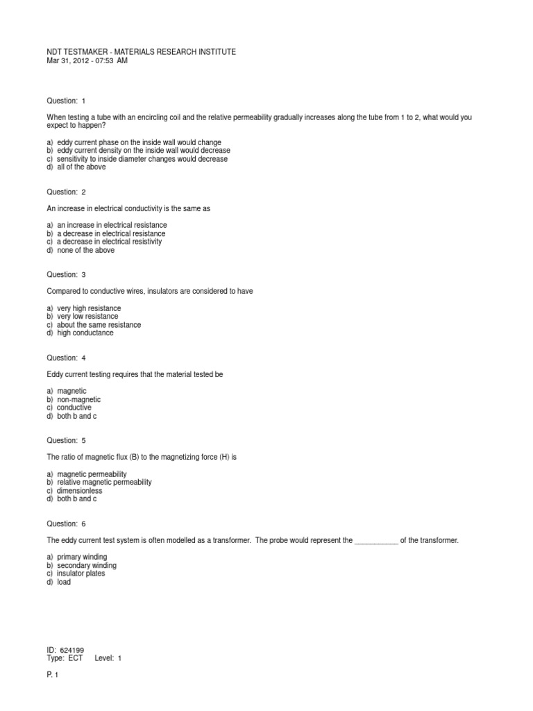 ECT Level 1 | PDF | Inductor | Transformer