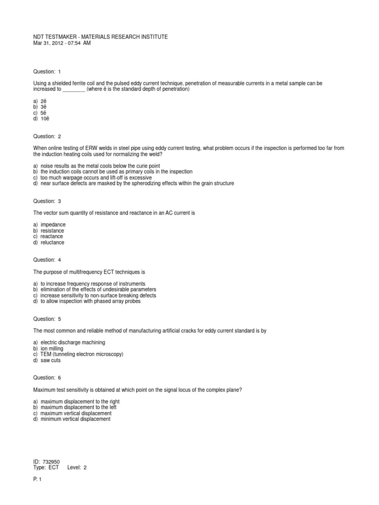 ECT Level 2 | PDF | Inductor | Inductance