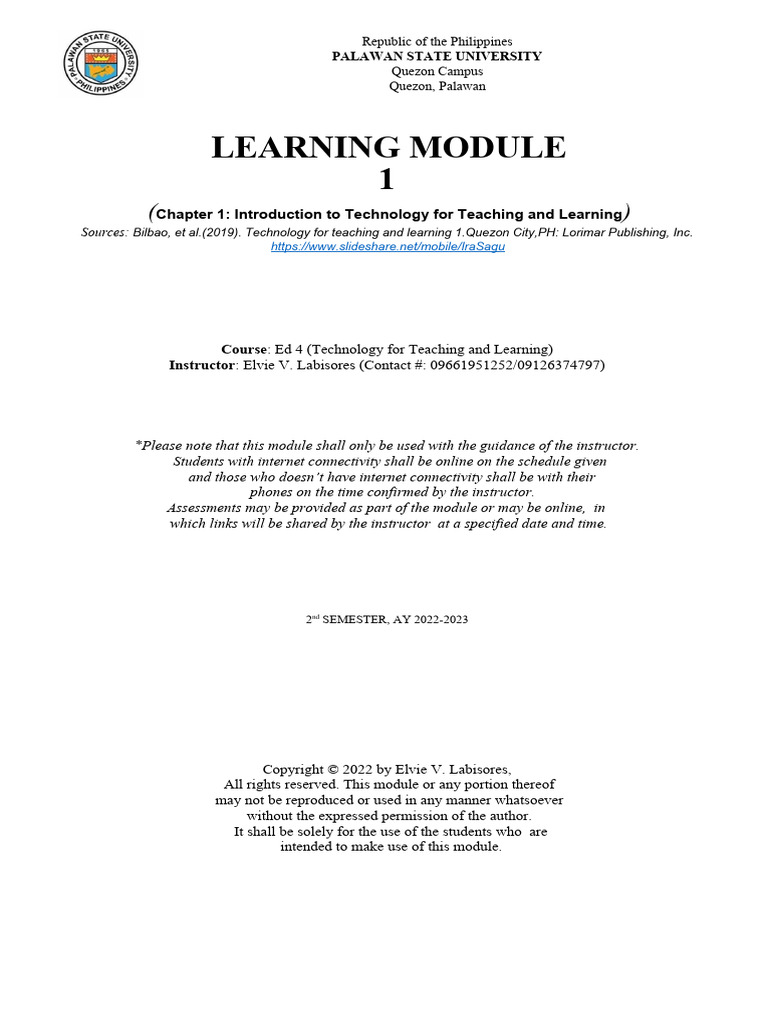 Chapter-1-Lesson-1-3: Introduction To Technology For Teaching and Learning | PDF | Educational ...