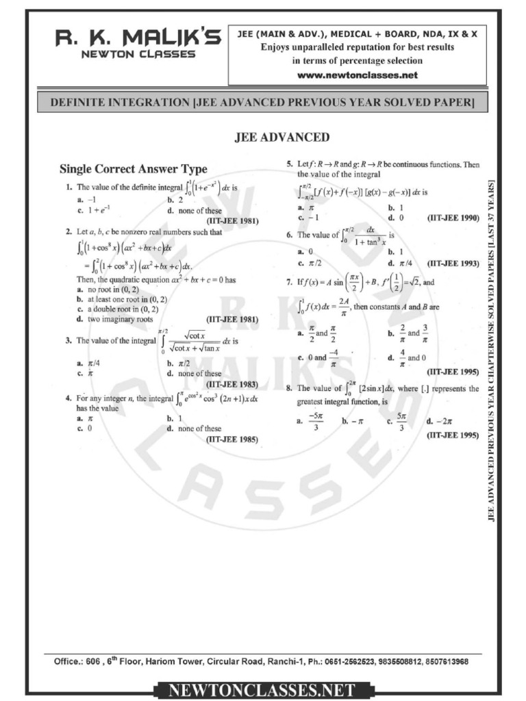 Definite Integration | PDF