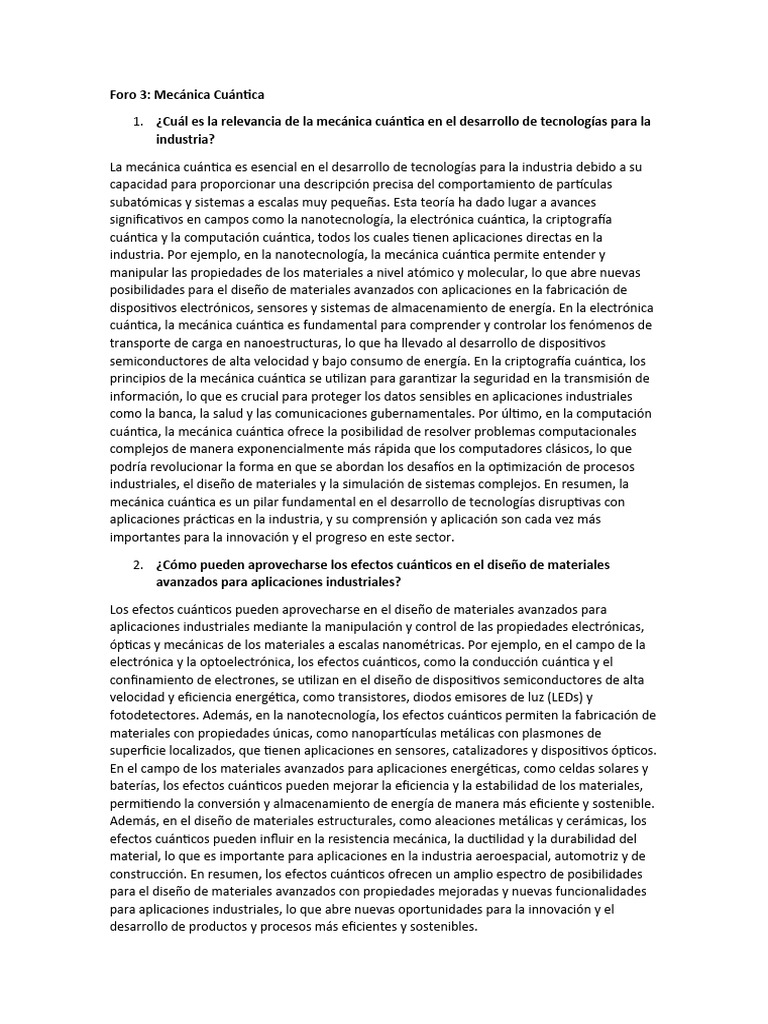 Foro 1 MVPI 2 | PDF | Mecánica cuántica | Computación cuántica Foro 1 MVPI 2 | PDF | Mecánica cuántica | Computación cuántica