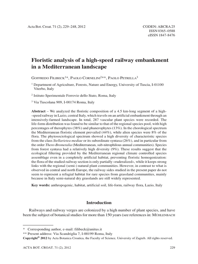 Filibeck Et Al. 2012 | PDF | Rail Transport | Grassland