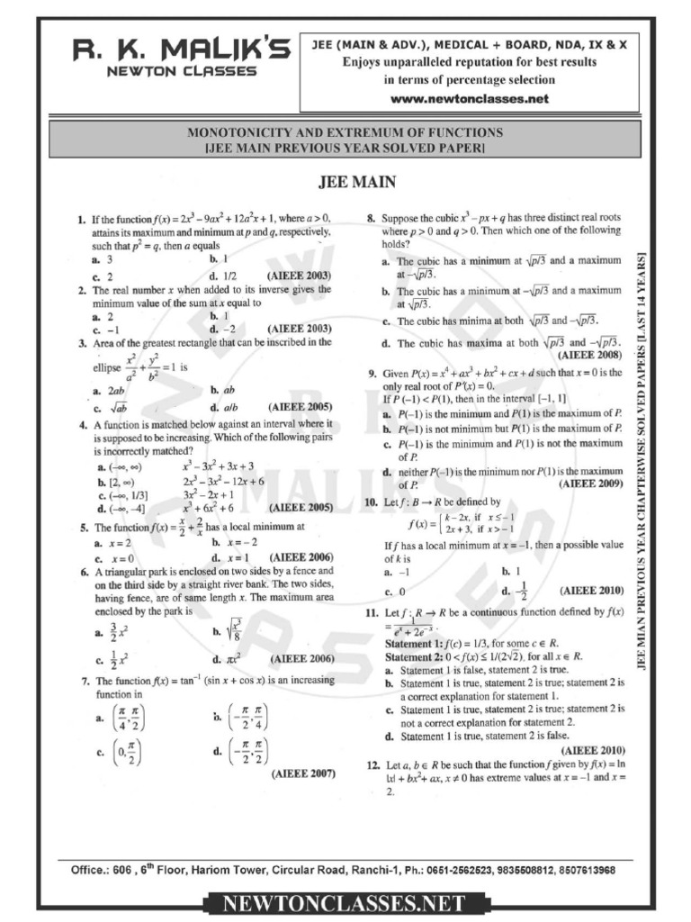 Monotonicity and Extremum of Functions | PDF