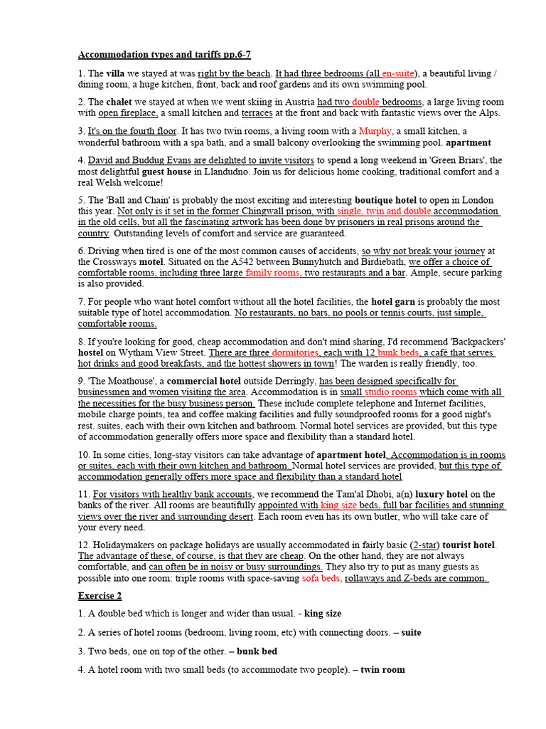 Tasks Pp. 6-7, P. 12 | PDF | Hotel | Room