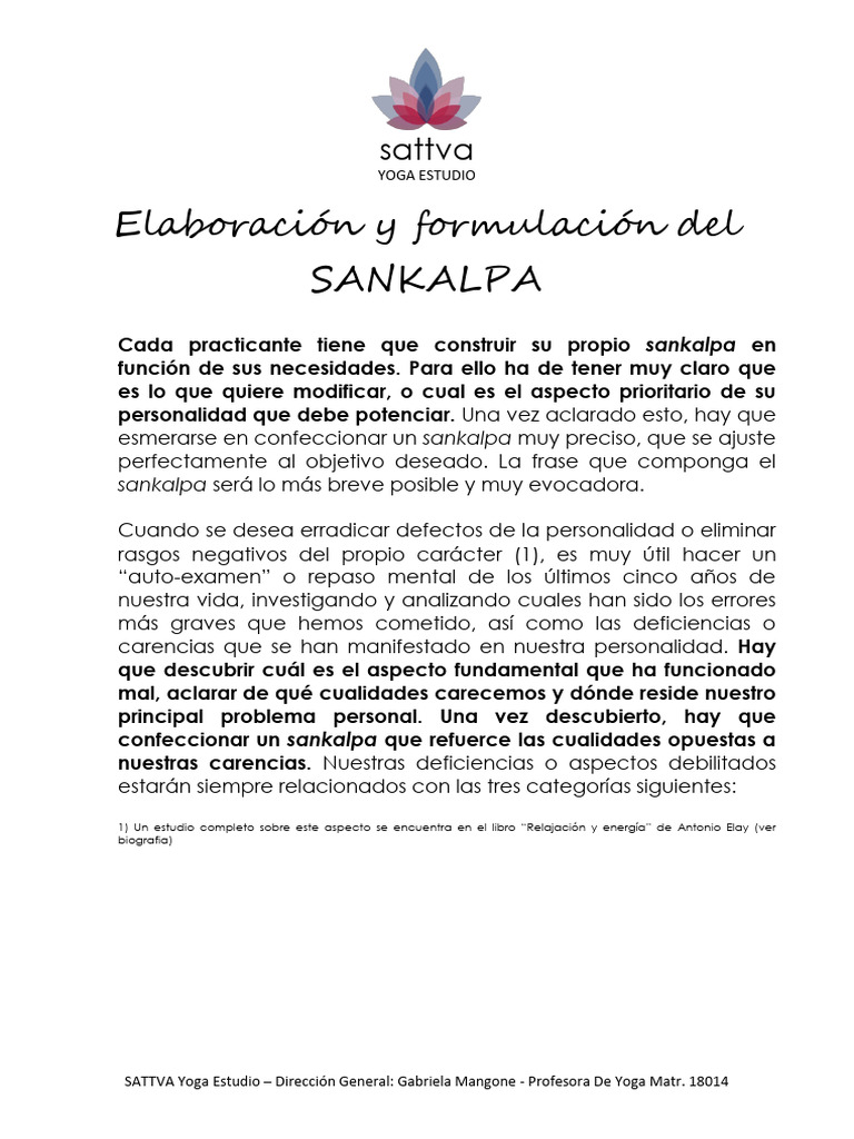 MAYO YOGA NIDRA Elaboración y Formulación Del SANKALPA | PDF | Yoga | Amor
