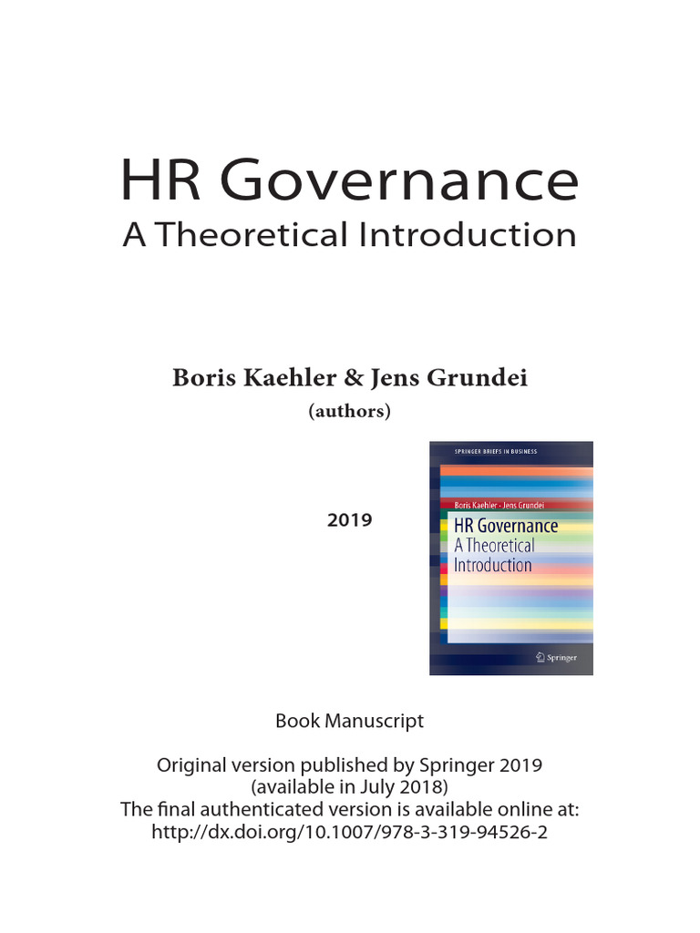 Kaehler Grundei - HR Governance | PDF | Governance | Human Resource Management