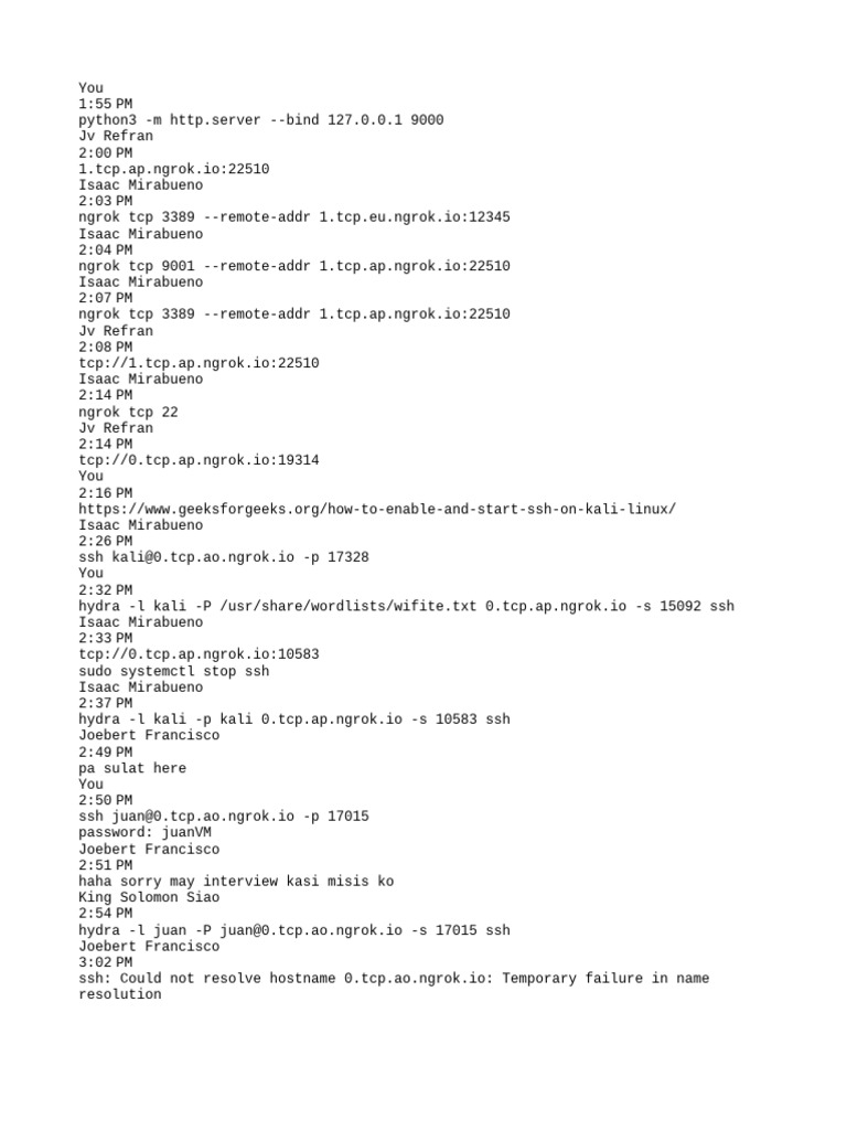 Setup SSH and Ngrok | PDF