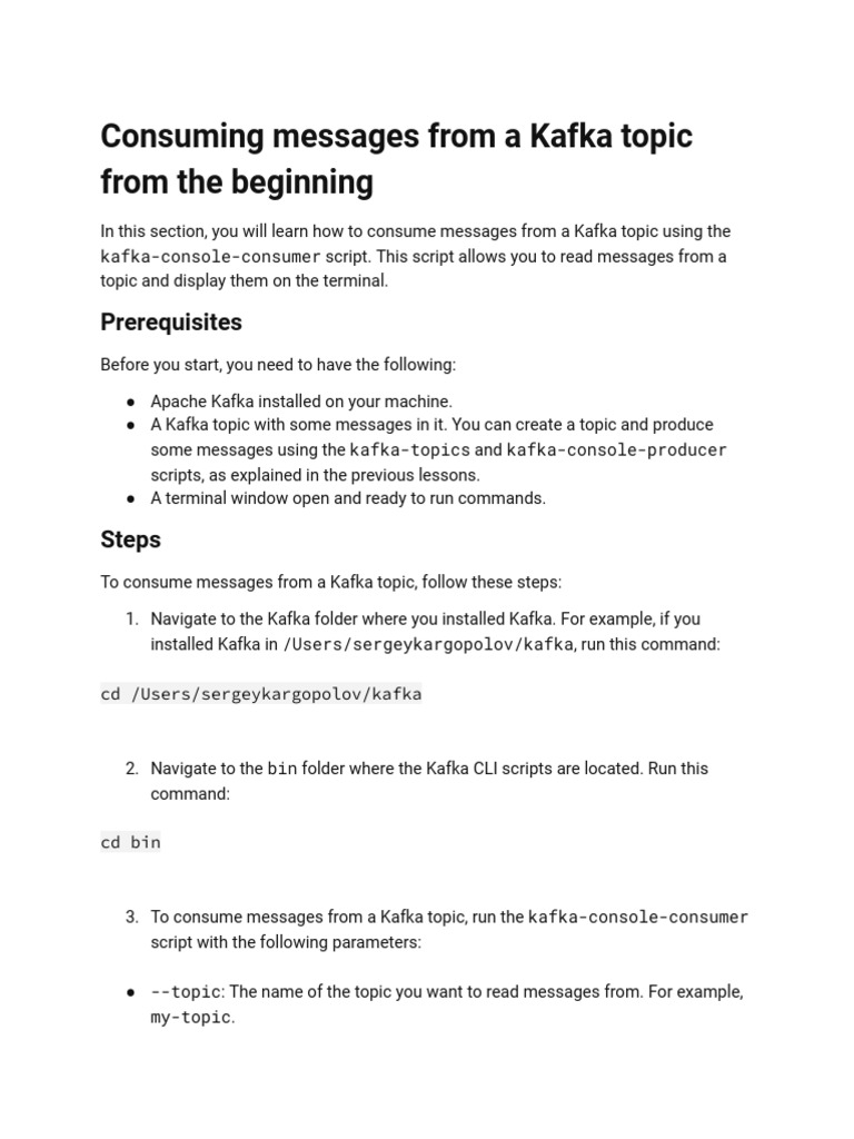 Kafka Cli Consumer Summary Pdf Command Line Interface Computer