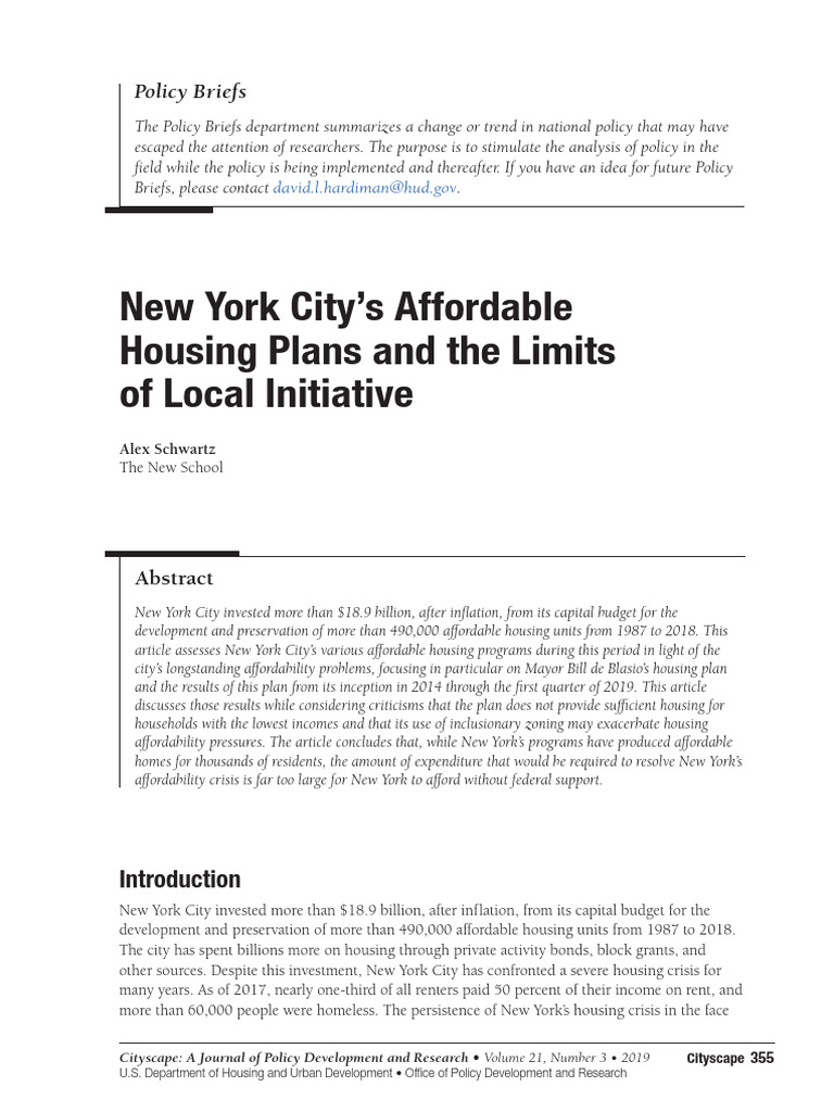 Cityscape Final - Schwartz Nyc | PDF | Affordable Housing | Poverty