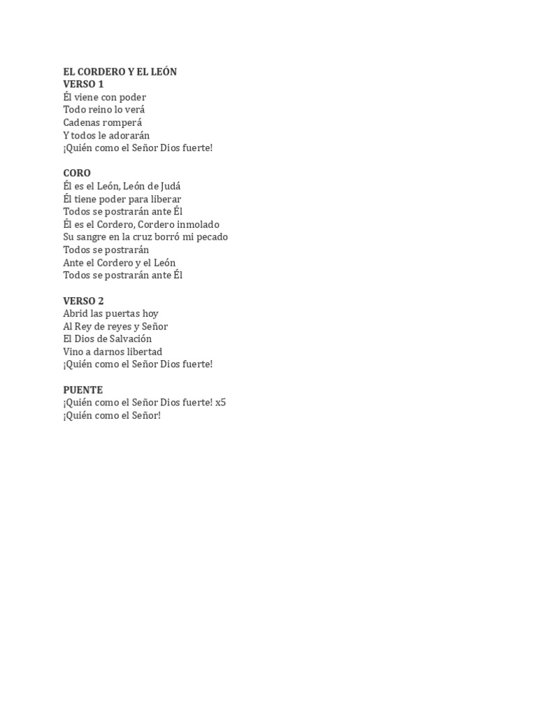 El Cordero y El León - Letra | PDF