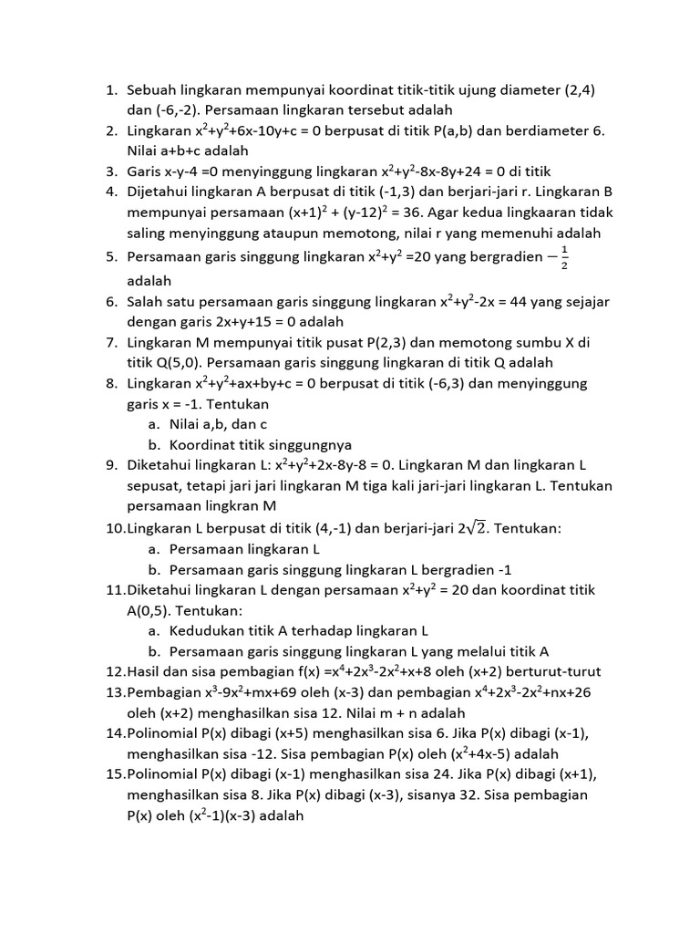 Soal Latihan Mat Minat Sem 2 | PDF
