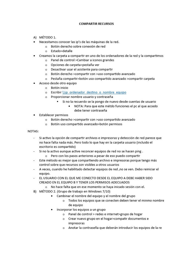 Cómo Compartir Recursos en Red Windows | PDF | Contraseña | Ventana ...