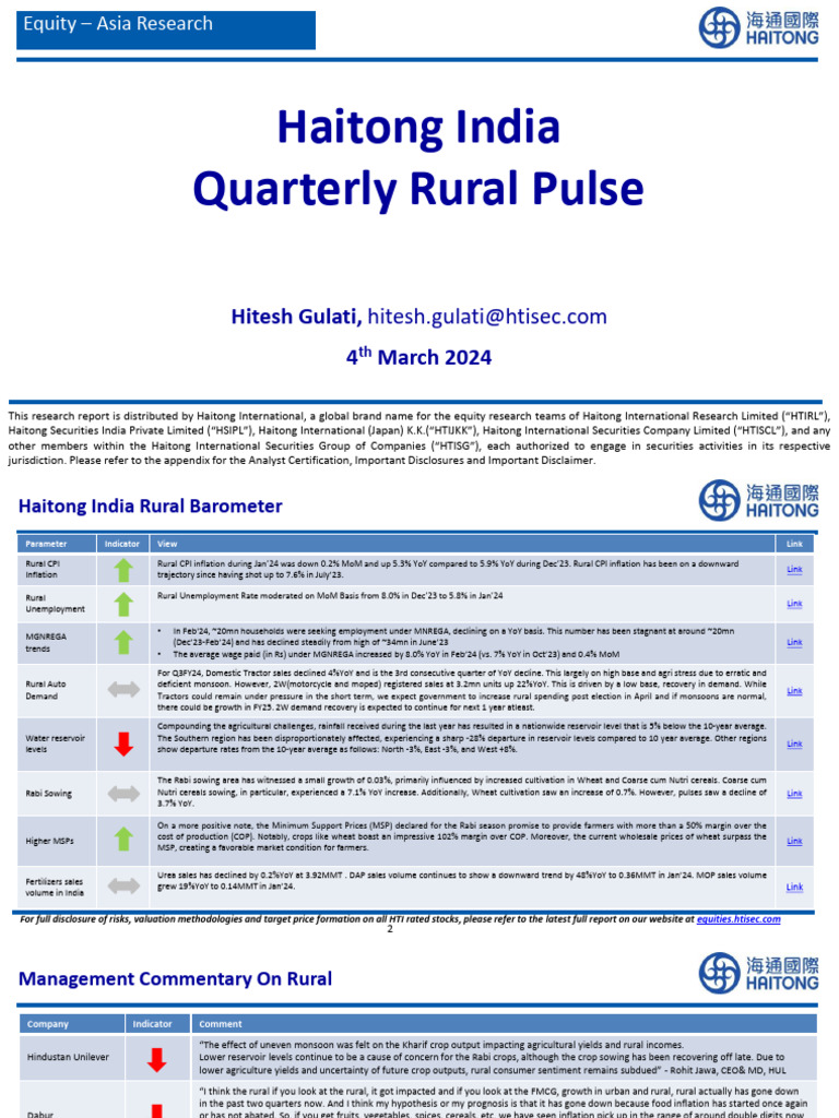 Haitong International Research Ltd. - Presentation - Haitong India - Rural Pulse - 04 - Mar ...
