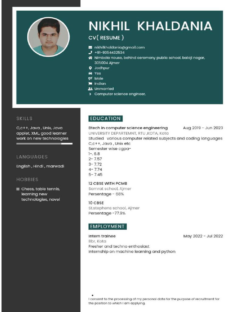 Nikhil Khaldania - CV 1 | PDF