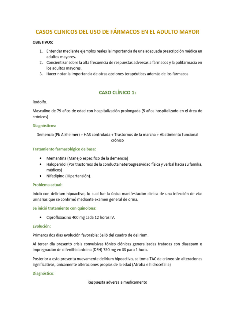 Casos Clinicos Del Uso de Fármacos en El Adulto Mayor | PDF ...