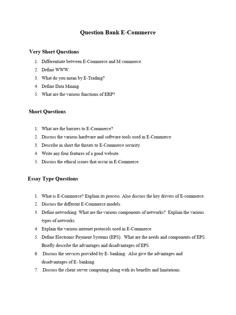 E-Commerce Study Guide | PDF | Career & Growth | Computers