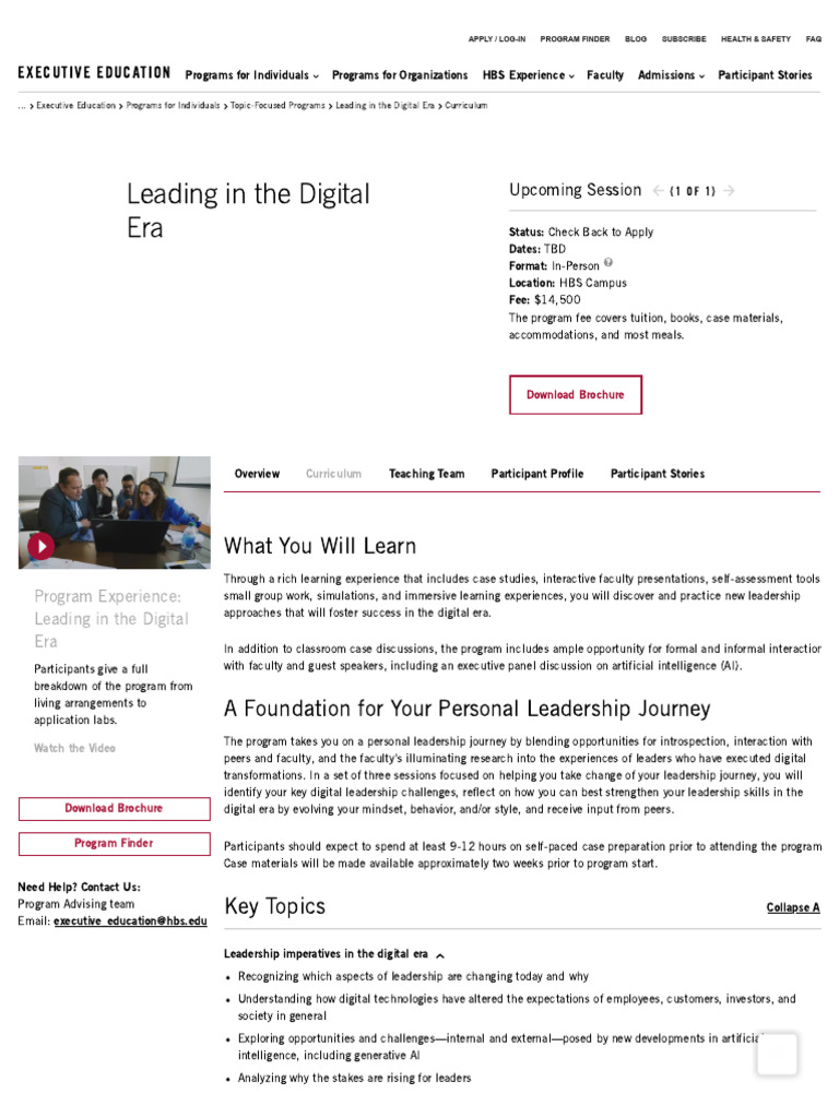 Leading in The Digital Era - Leadership - Programs - Executive Education - Harvard Business ...