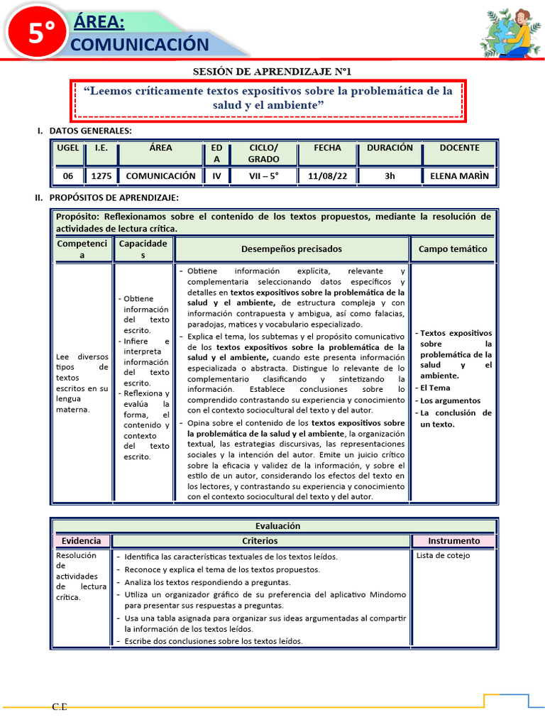 5°sesión de Aprendizaje Sesión1-Sem.1-Exp.5 | PDF | Aprendizaje | Maestros