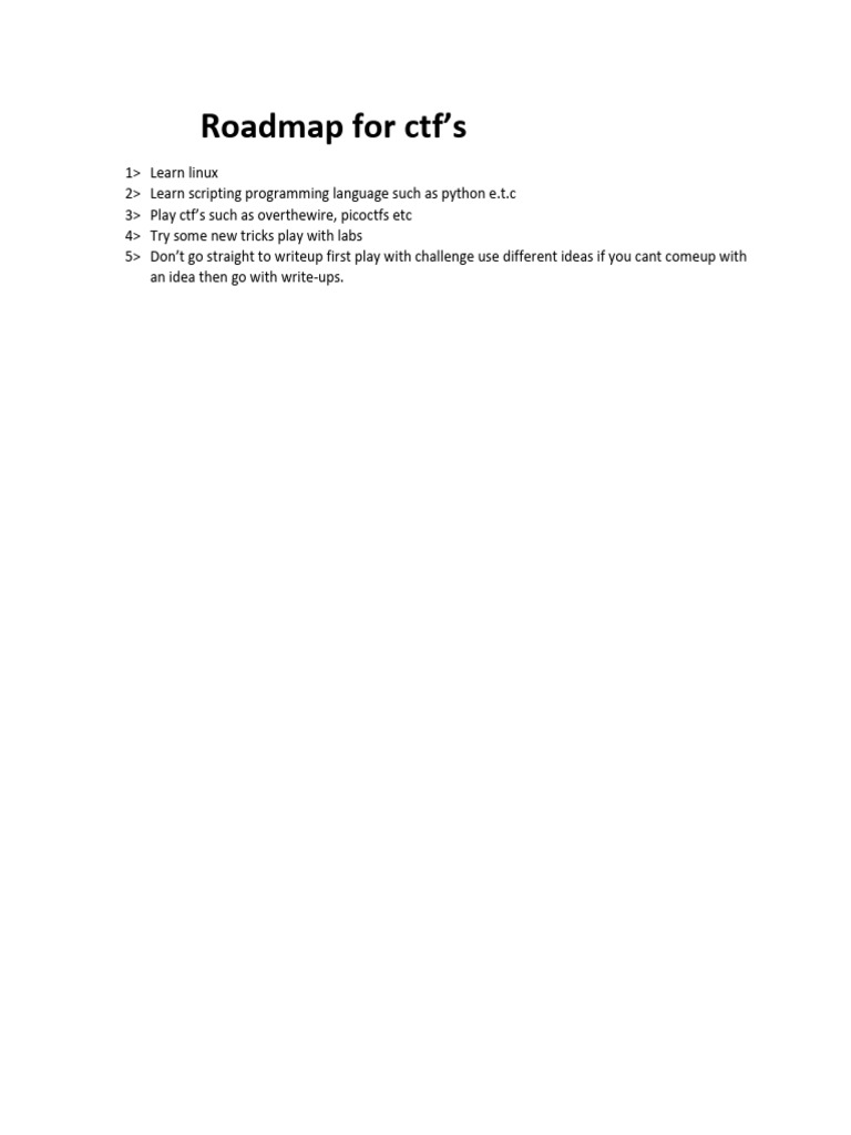 Roadmap for Ctf | PDF
