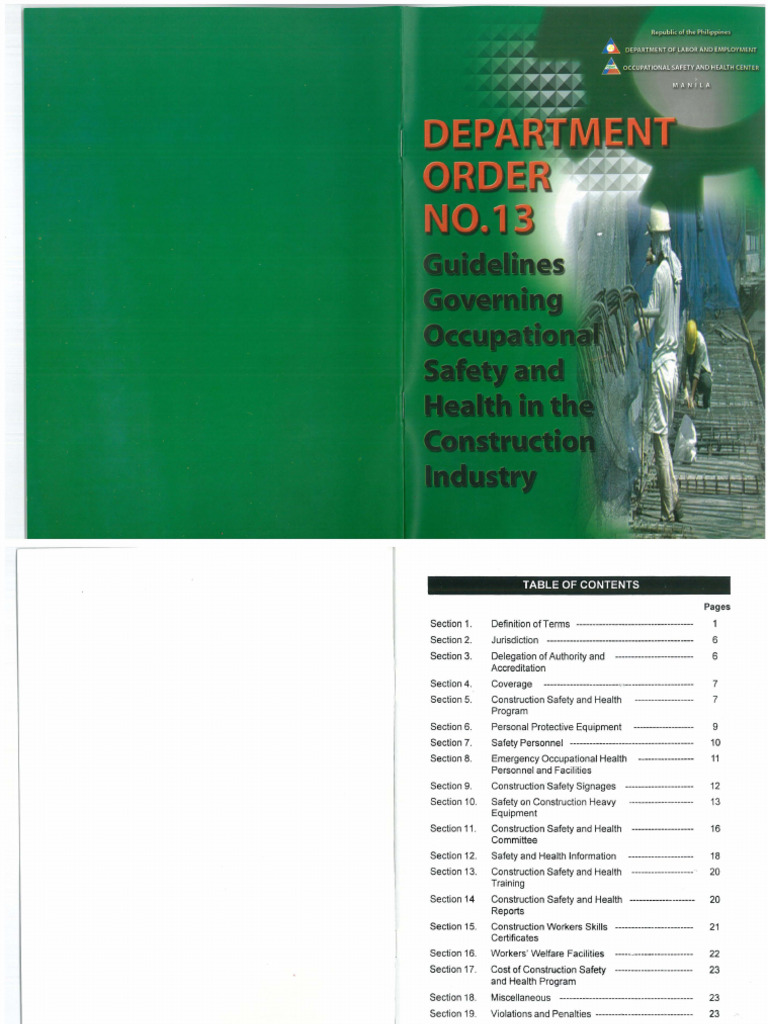 DO 13 Guidelines Governing OHS in Const Industry | PDF | Occupational ...