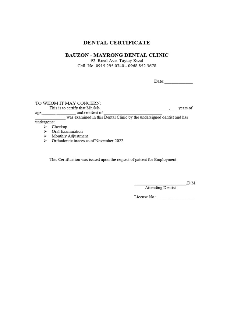 DENTAL-CERTIFICAT | PDF
