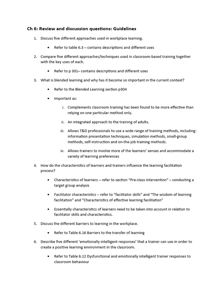 CH 6 Guidelines Review and Discussion Questions and MCQs Coetzee | PDF ...