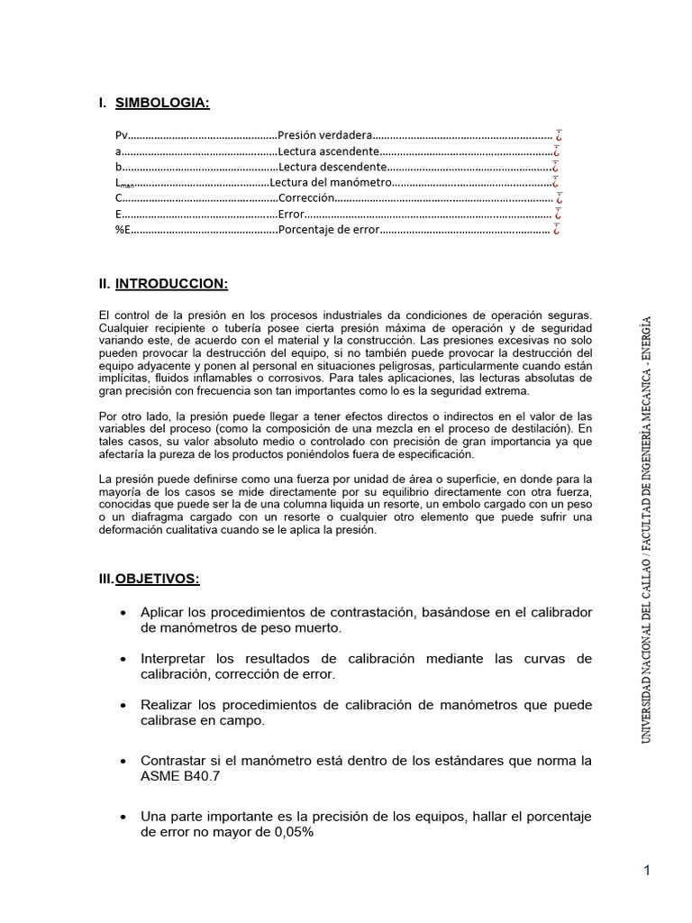 LAB. N - 3 CALIBRACI+ôN Y CONTRASTACI+ôN DE MAN+ôMETRO | PDF | Presión | Medida de presión