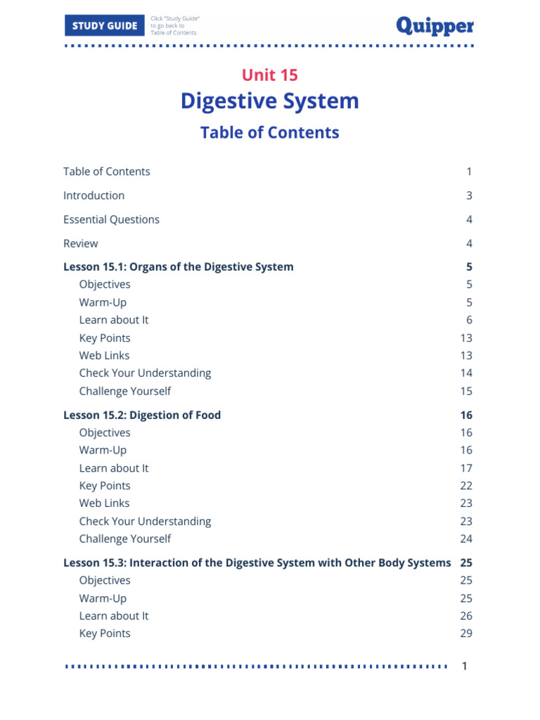 15. Science 8 Unit 15 Digestive System (Study Guide) | PDF | Digestion ...