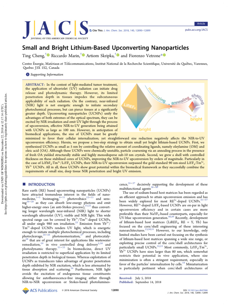 Small and Bright Lithium-Based Upconverting Nanoparticles | PDF ...