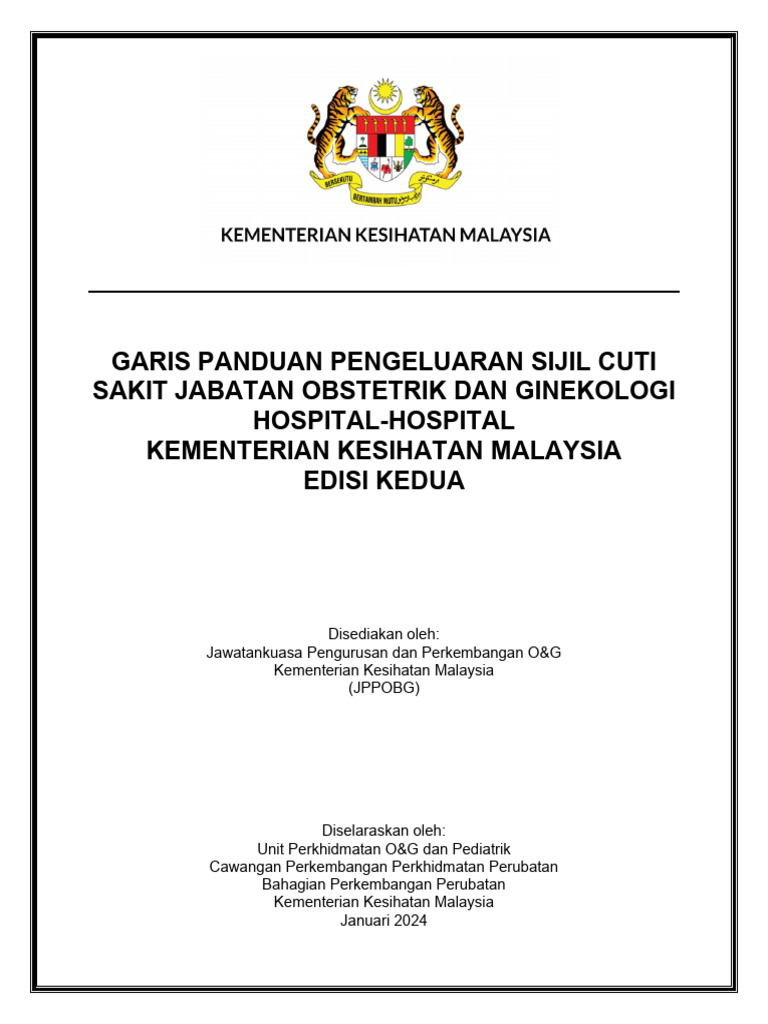 Garis Panduan Pengeluaran Sijil Cuti Sakit Jabatan Og Edisi Kedua | PDF