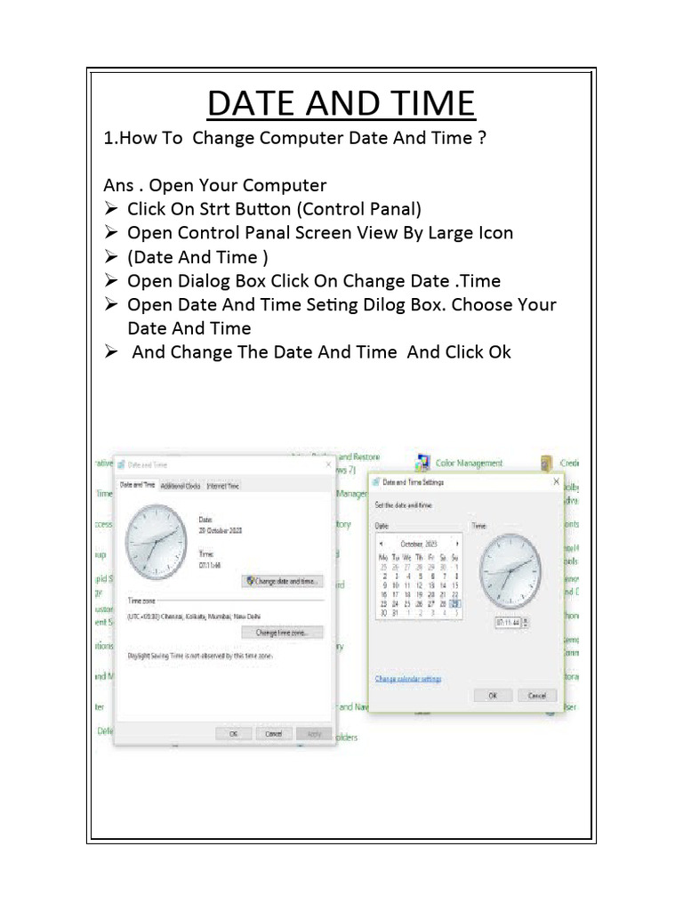 Date and Time | PDF | Microsoft Word | Chart