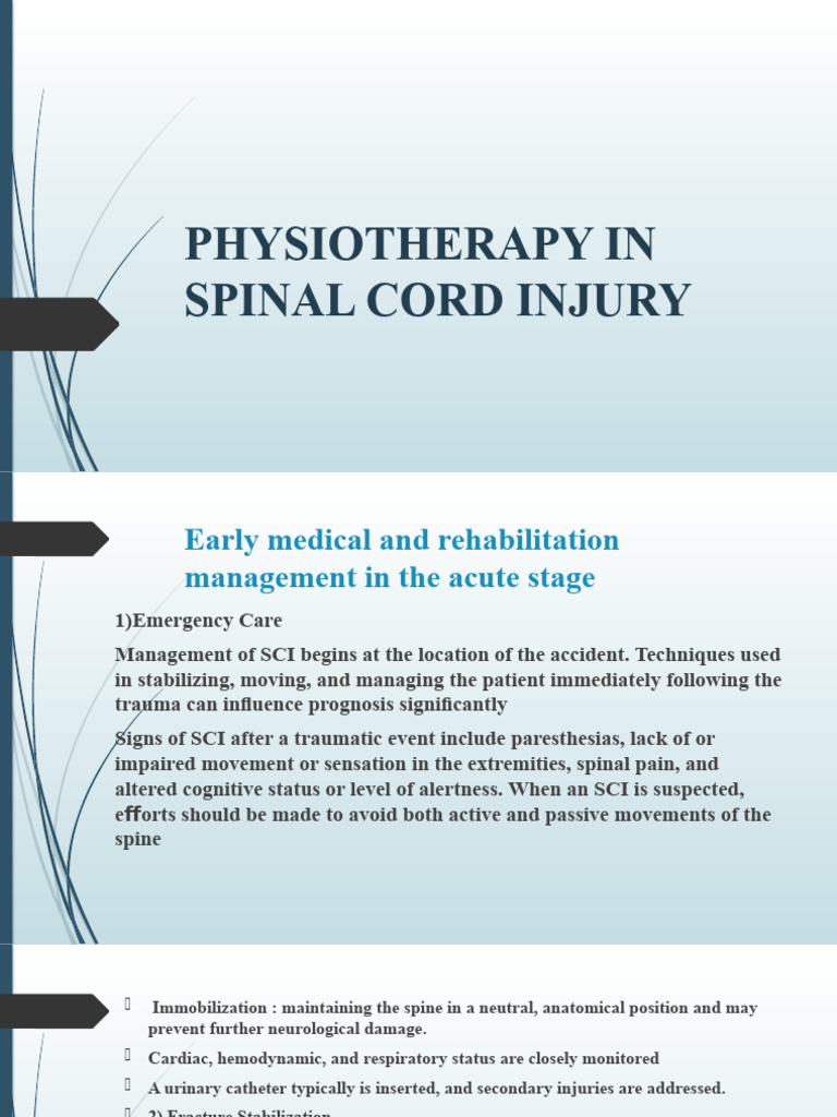 Physiotherapy Management of Spinal Cord Injury | PDF | Spinal Cord ...