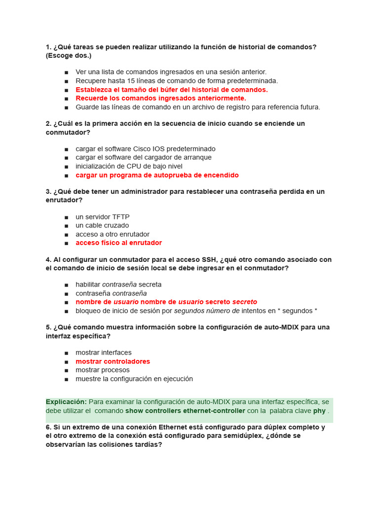Examen de Conceptos de Conmutación, VLAN y Enrutamiento Entre VLAN | Descargar gratis PDF ...