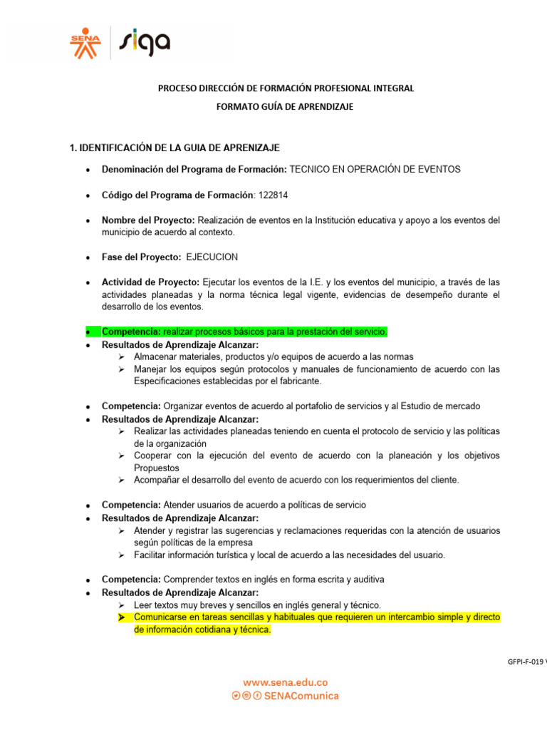 Gfpi-F-019 Guia de Aprendizaje Ejecución | PDF | Aprendizaje | Business
