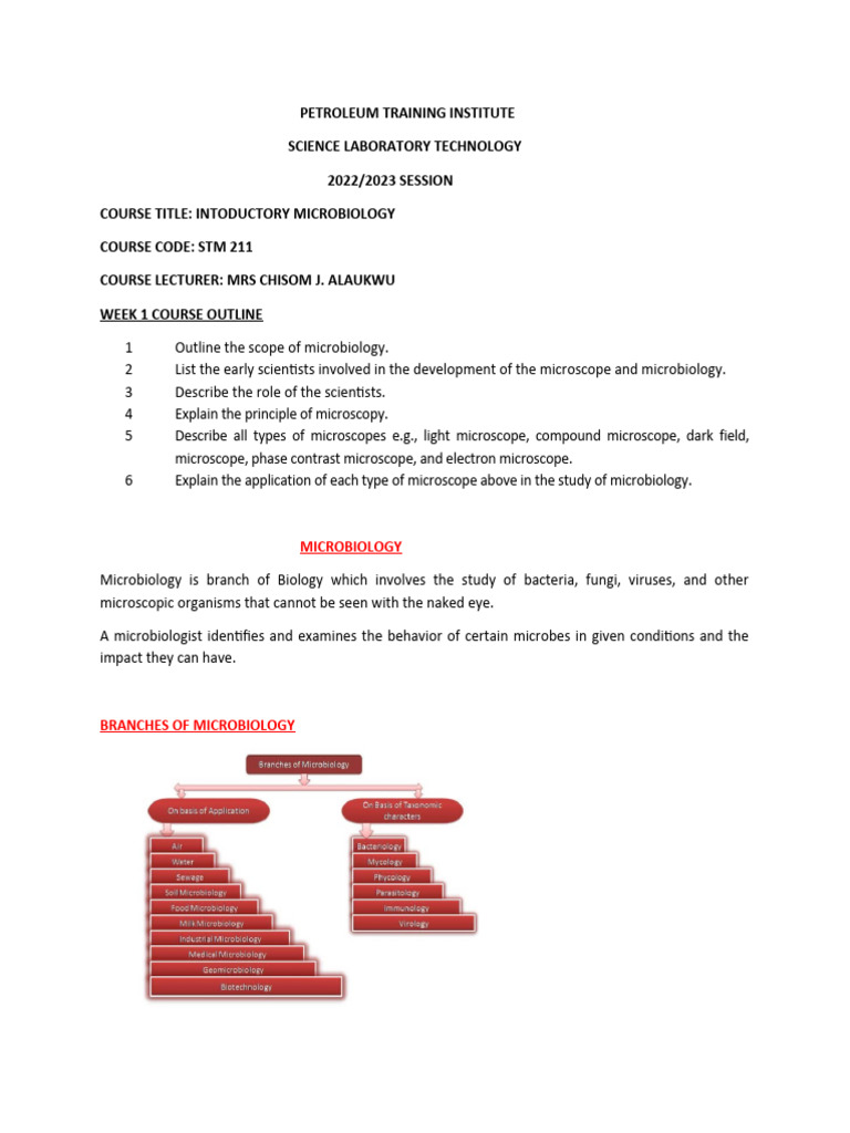 STM 211 | PDF | Microscope | Microbiology