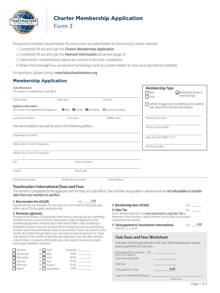 Charter Membership Application Guide | PDF | Money Order | Signature