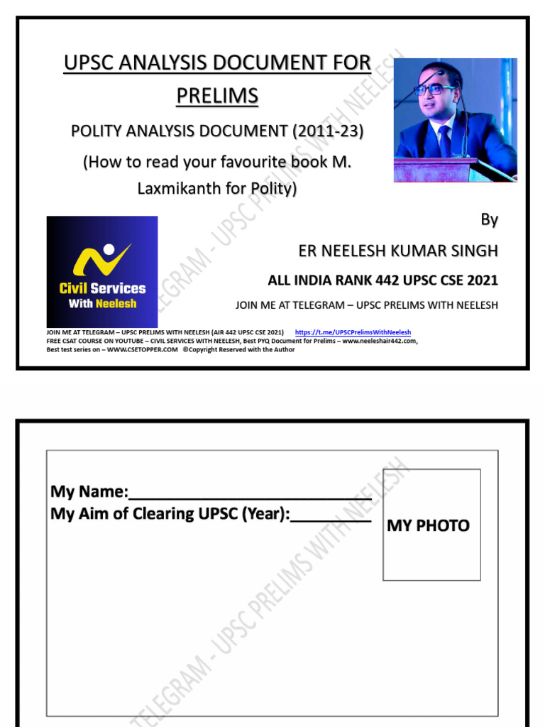 Upsc Analysis Document For Prelims | PDF | Government Of India | Government