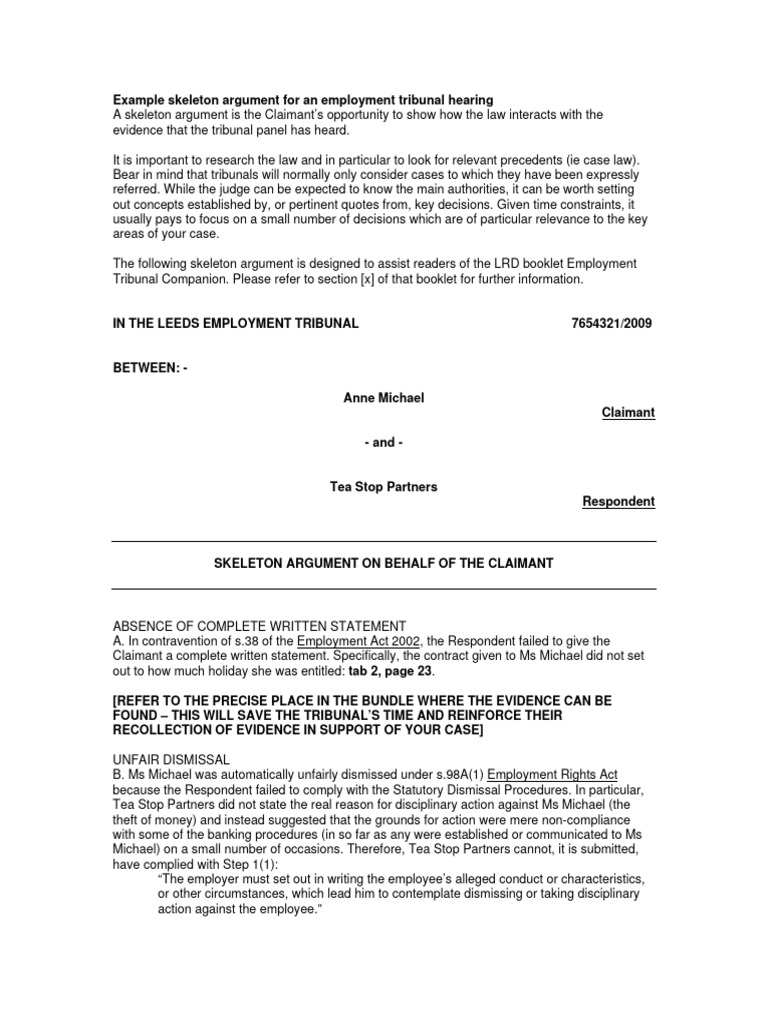 Skeleton Argument | PDF | Justice | Crime & Violence