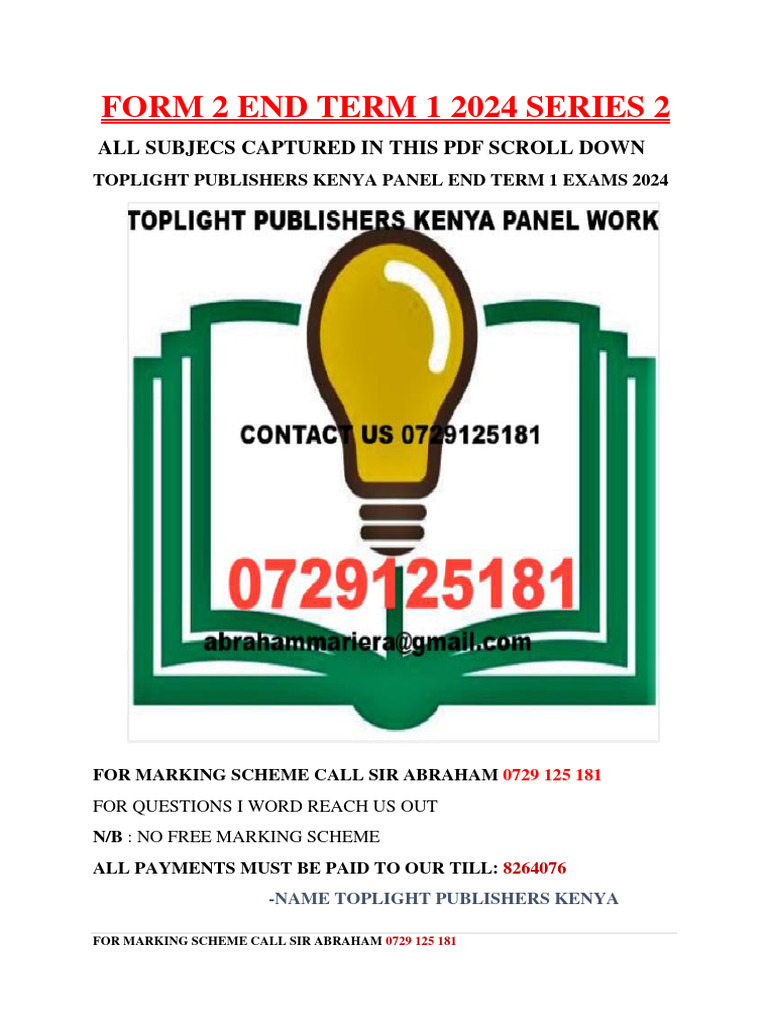 Form2 End Term 1 2024 Series 2 | PDF | Chemistry