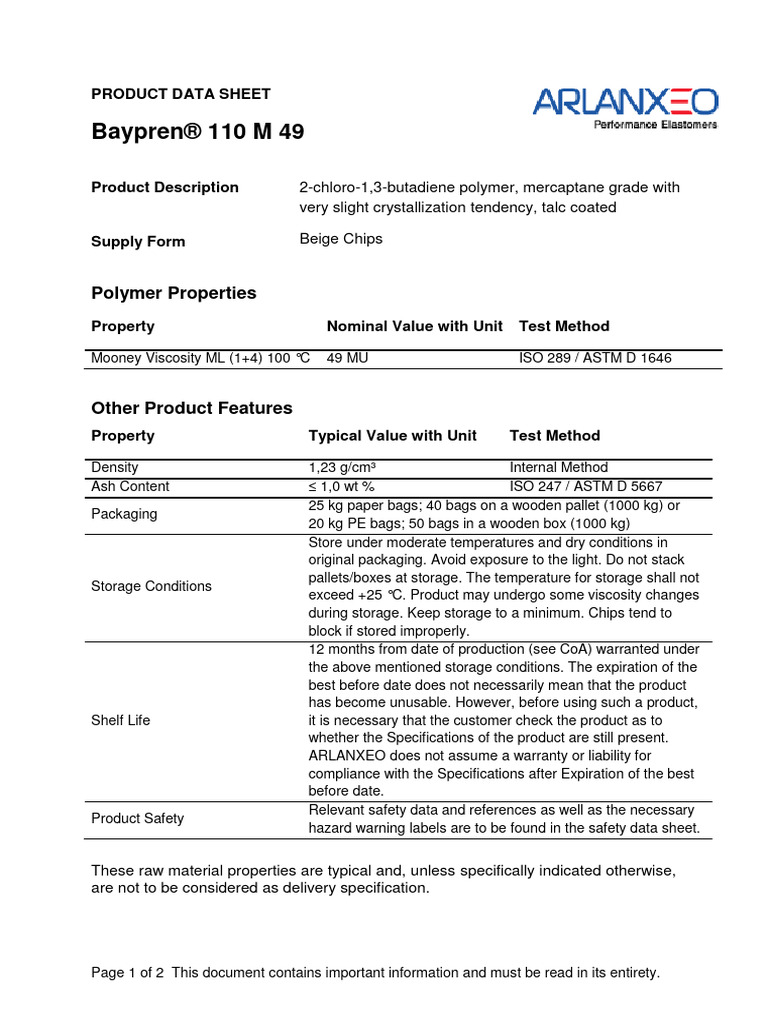 Baypren® 110 M 49 Product Data Sheet - 000000000002433919 - REG - WORLD ...
