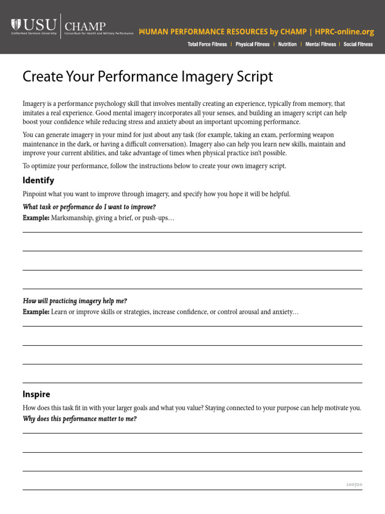 HPRC Create Your Performance ImageryScript 508 | PDF | Experience | Mind