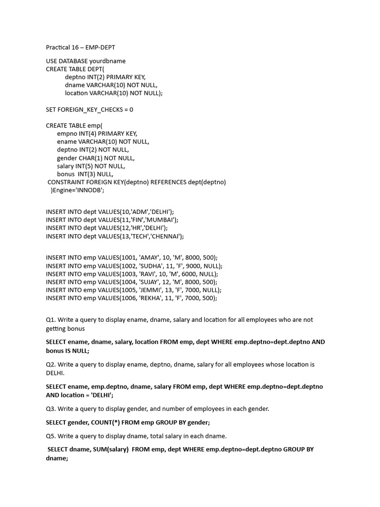 SQL Practicals Cs | PDF | Information Retrieval | Databases