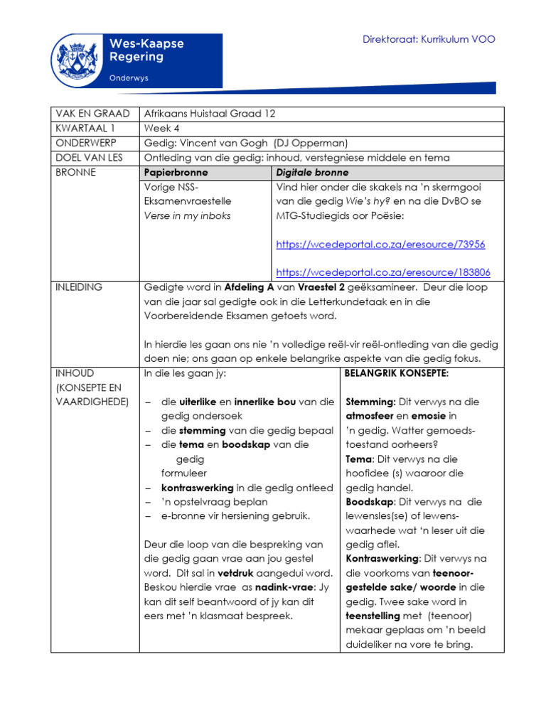 Afrikaans HT Graad 12 Kwartaal 1 Week 4 - 2021 | PDF Afrikaans HT Graad 12 Kwartaal 1 Week 4 - 2021 | PDF