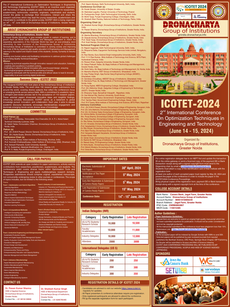 Icotet 2024 Conference Proceeding Will Be Published in Aip Conference ...