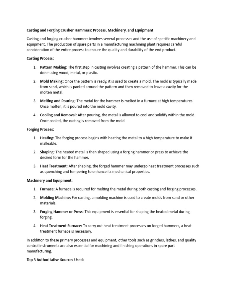 Casting and Forging Crusher Hammers | PDF | Forging | Heat Treating