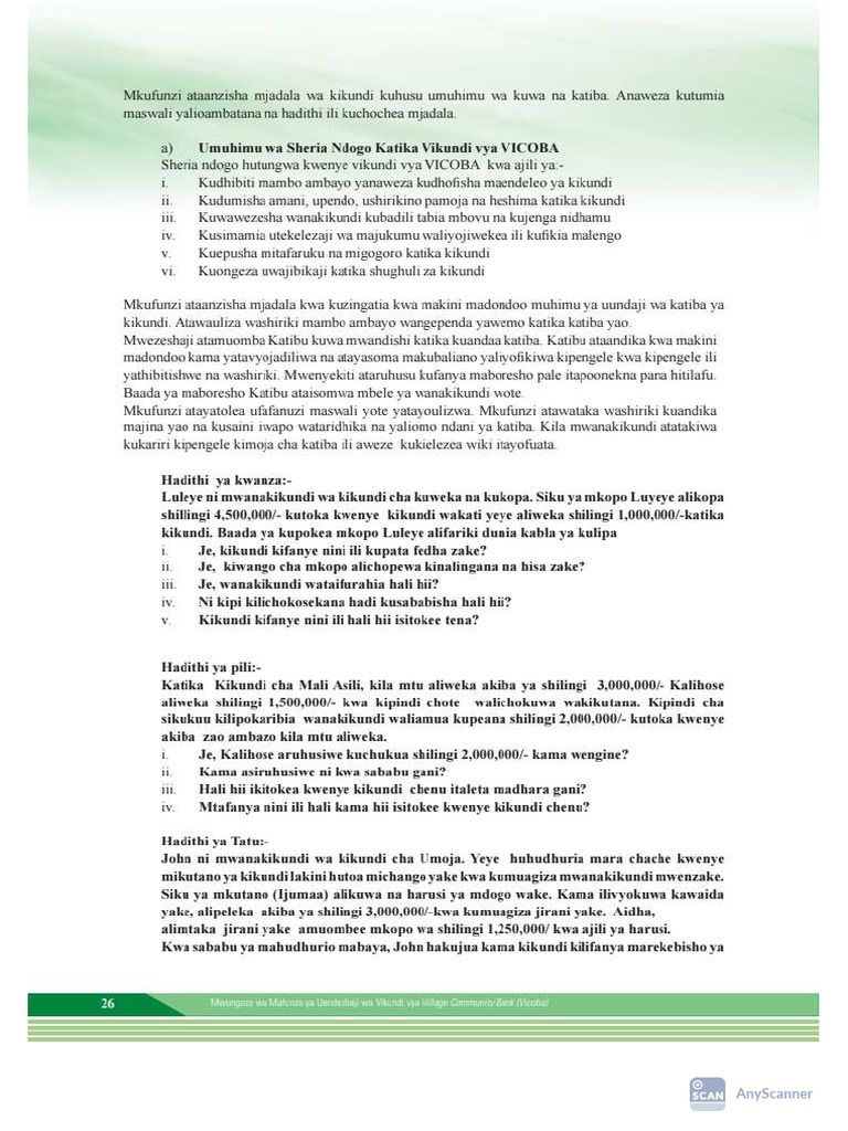 Sw1579593369-Mwongozo Wa Mafunzo VICOBA | PDF