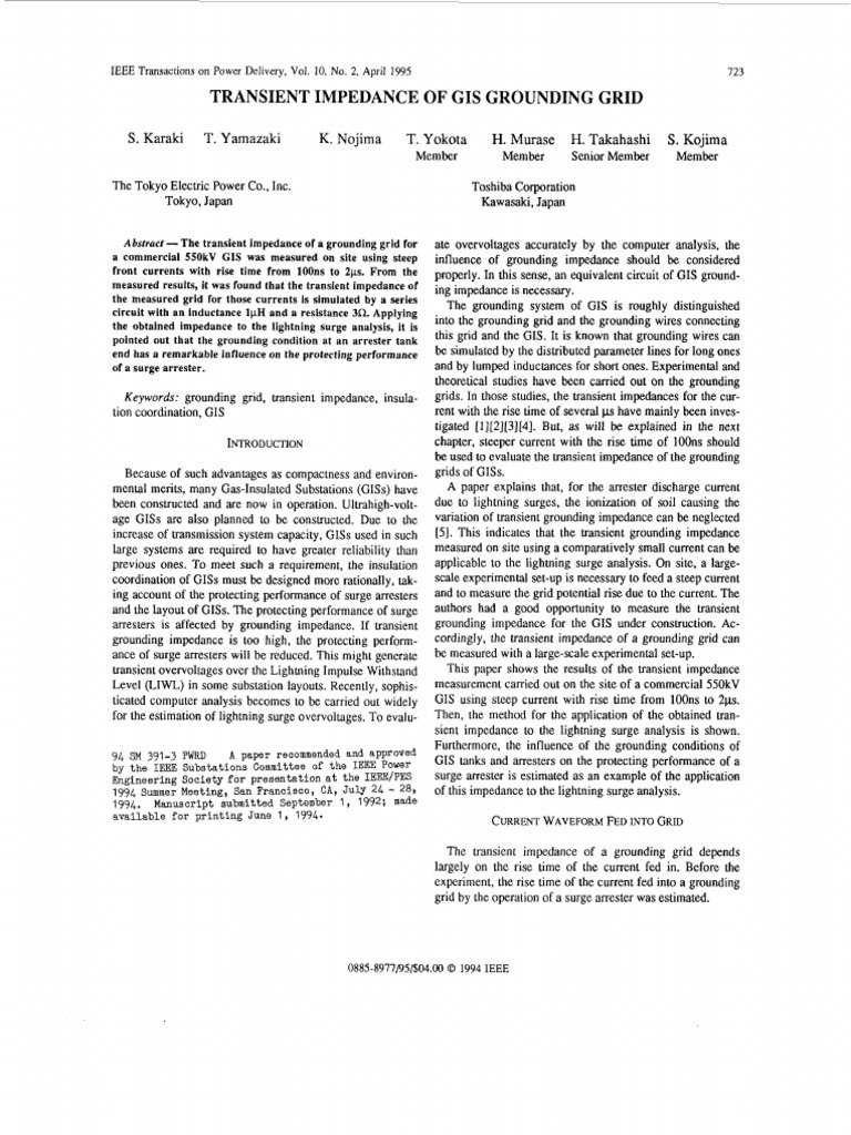 Transient Impedance of Gis Grounding Grid | PDF | Electrical Impedance ...