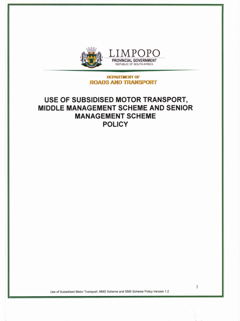 Limpopo Subsidized Transport Policy | PDF | Transport | Subsidy